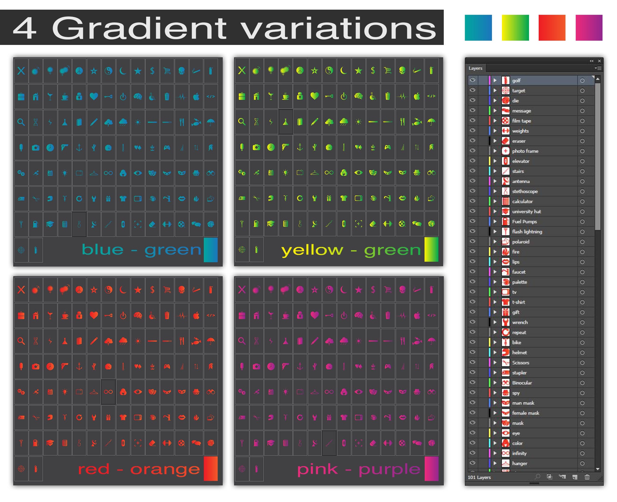 364 Minimal Vector Modern Gradient Icons INSTANT DOWNLOAD Png, Pdf - Etsy