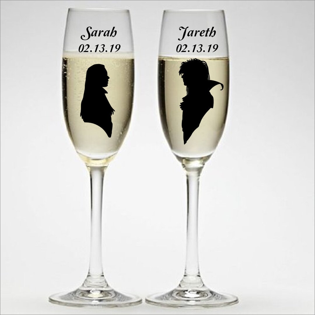 Labyrinth Goblin King Wedding Glasses, Mr and Mrs Toasting Flutes ...