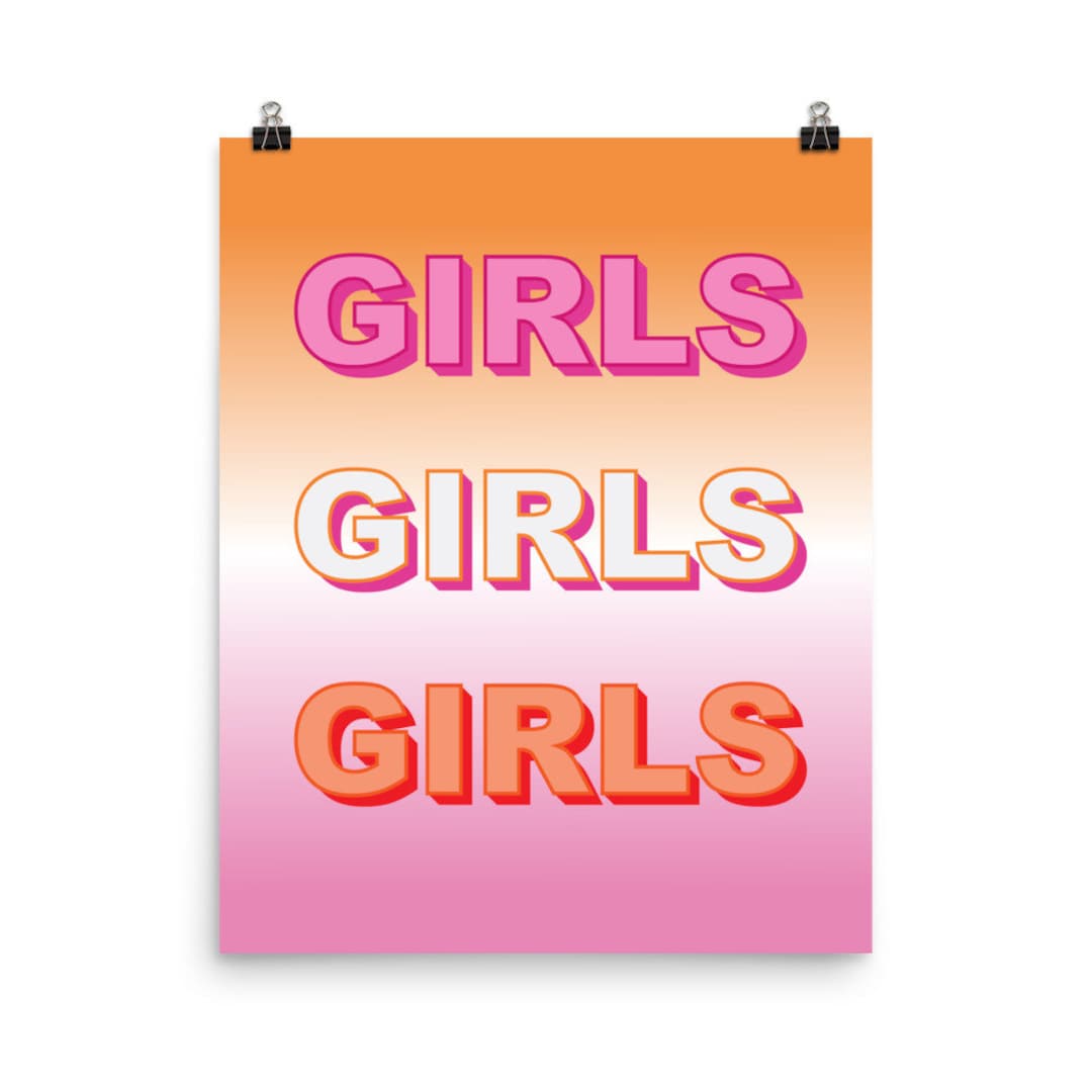 Grils Poster Lesbian Pride Art, Wall Art, Pride Wall Art, Girls Girls ...
