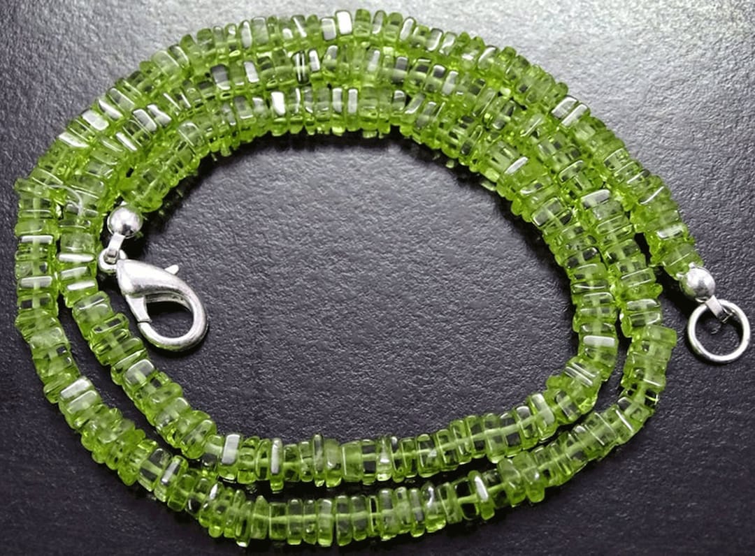 PERIDOT Square Necklace, Smooth Peridot Square Beads Jewelry, Natural ...