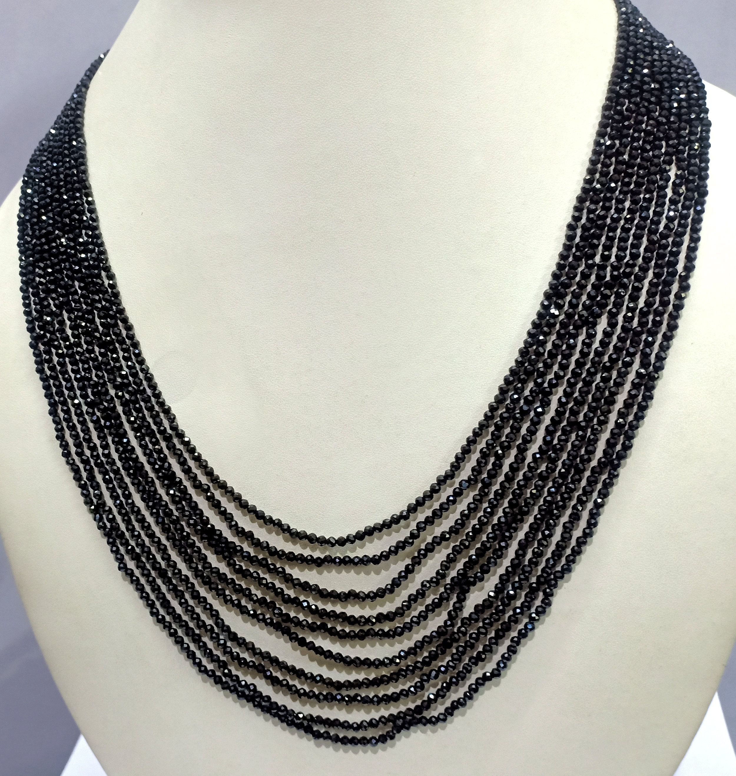 Black Spinel Necklace, Natural Black Spinel 2mm Rondelle Faceted Beaded ...