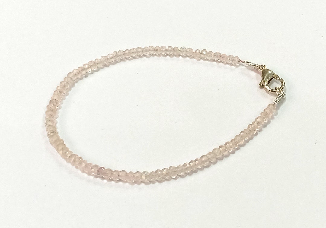 Rose Quartz Bracelet, Natural Rose Quartz 3-4mm Beads Bracelet, Rose ...