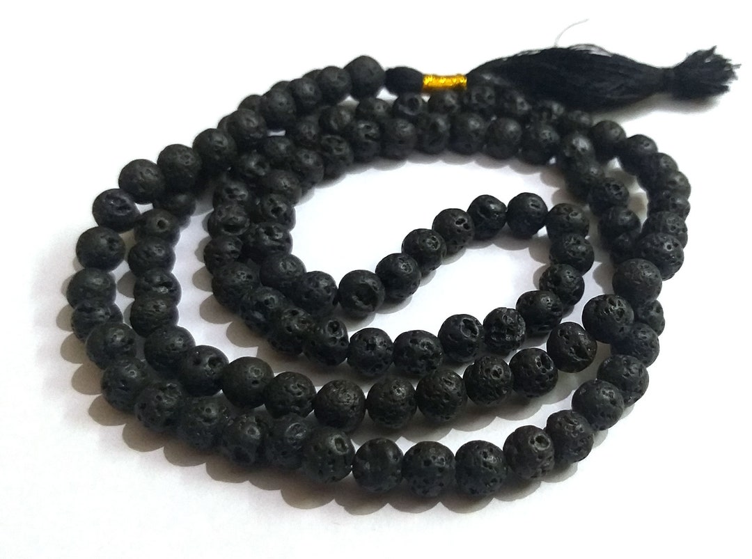 Black Lava Japa Mala/handmade Black Lava Prayer Mala/tassel Mala ...