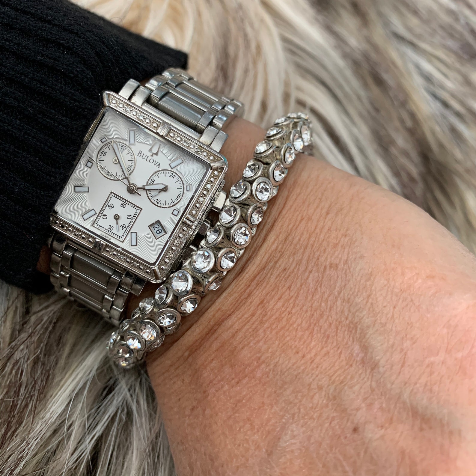 Swarovski Crystal Stretch Bracelet: Handmade Silver Bling - Etsy