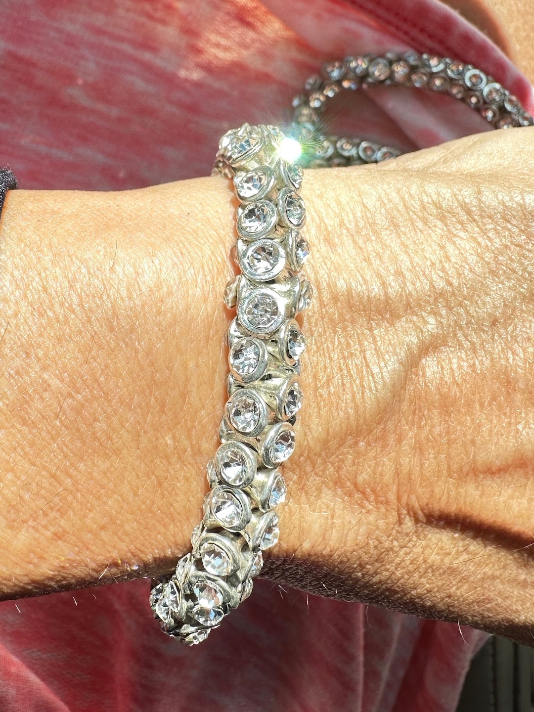 Swarovski Crystal Stretch Bracelet: Handmade Silver Bling - Etsy