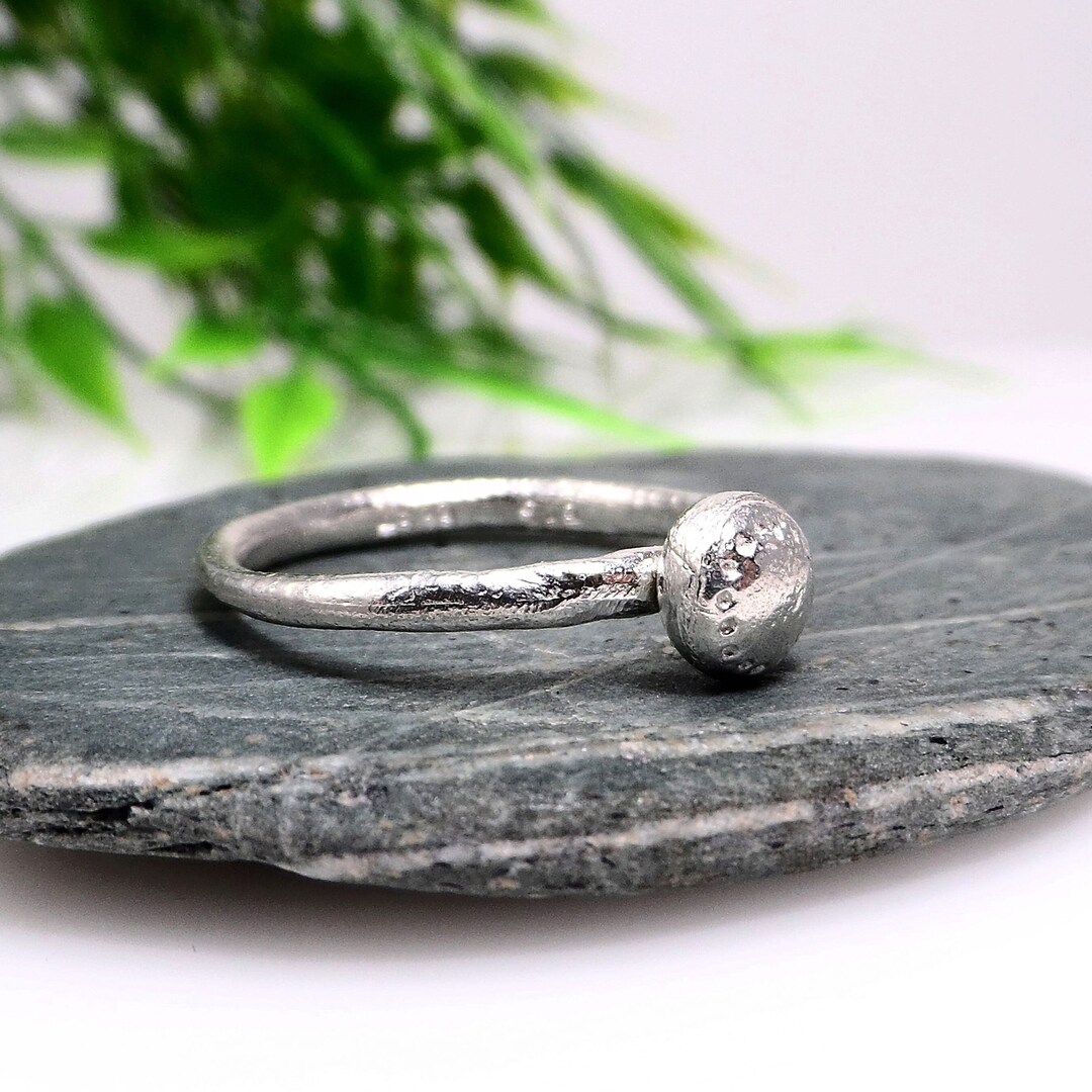 Dainty Silver Ball Ring Simple Dot Ring Minimalist Stacking Ring Organic Simple Stack Ring Boho ...