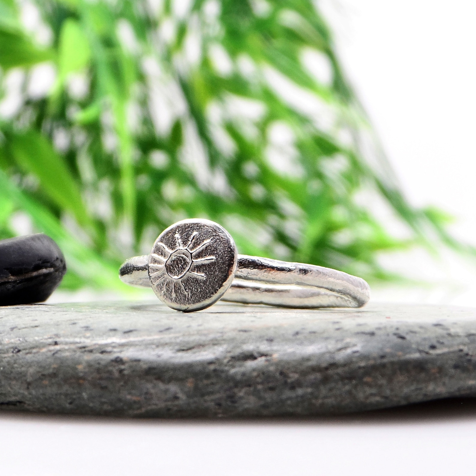 Dainty gold sun ring Tiny sun ring Stacking disc ring Minimal | Etsy