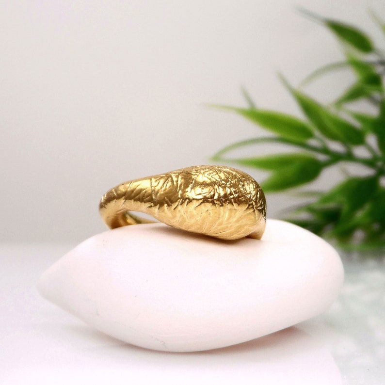 Chunky Gold Ring Organic Textured Ring Gold Dome Ring Heavy | Etsy
