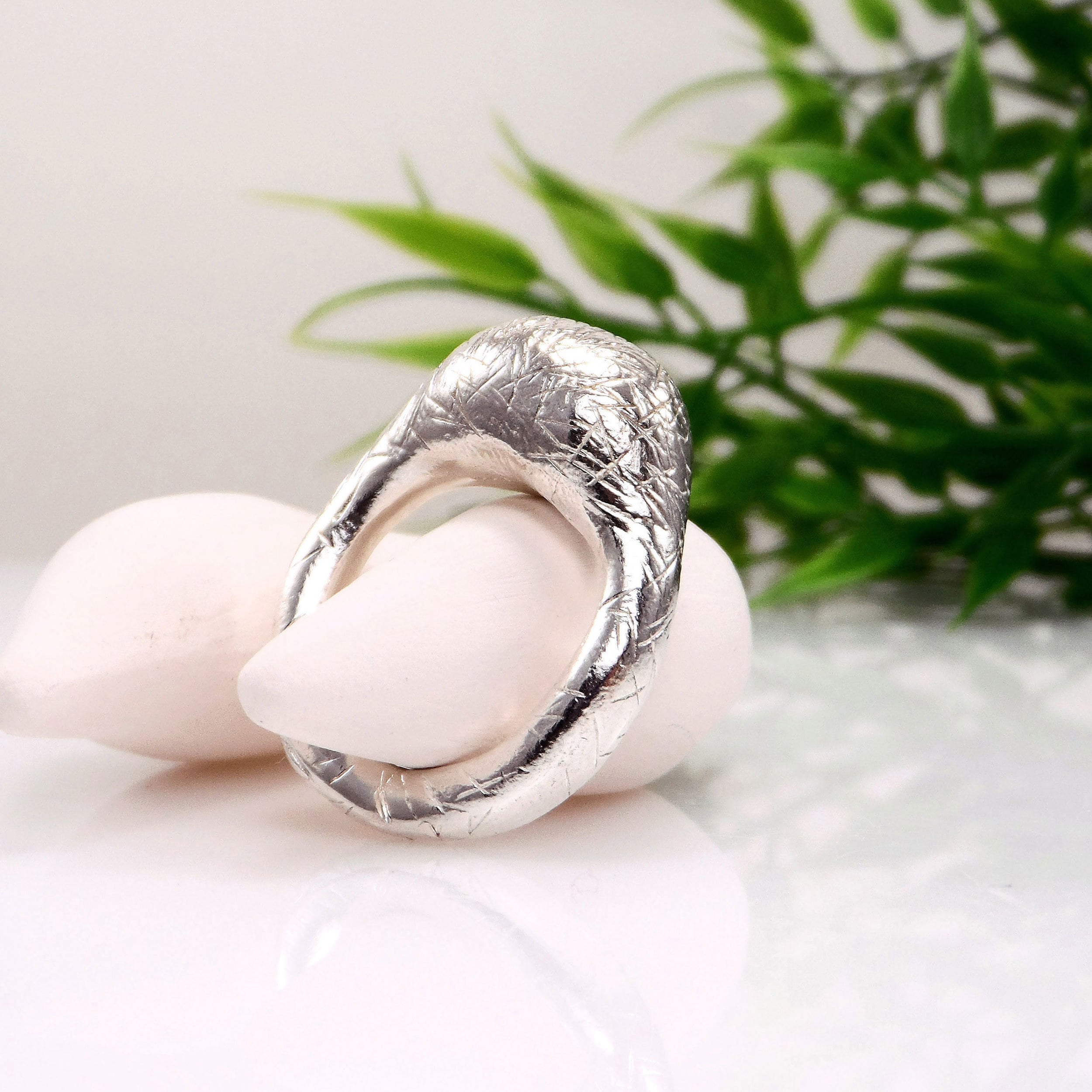 Chunky Sterling Silver Ring Organic Textured Ring Chunky Dome | Etsy