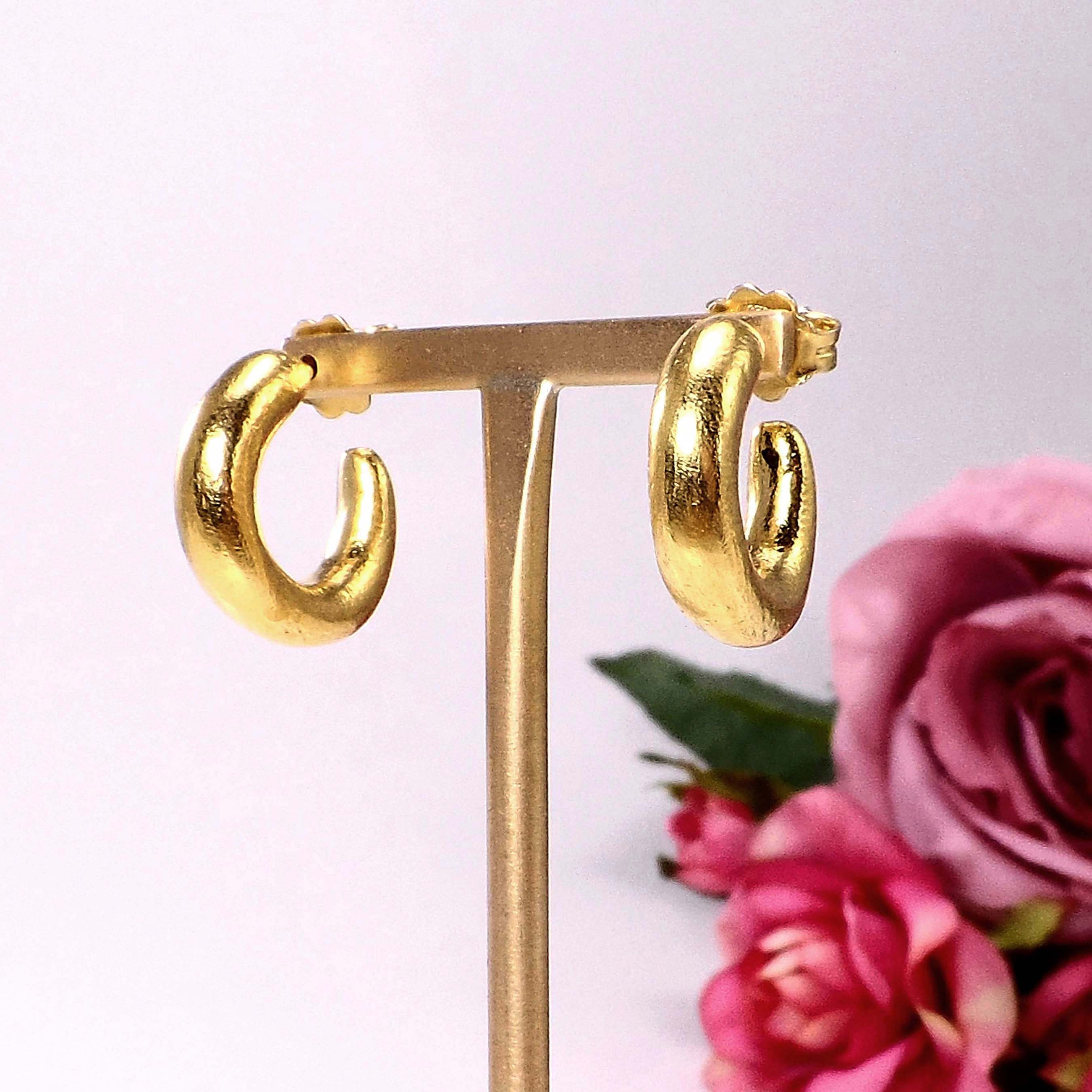 Chunky gold hoops Thick hoop earrings Small gold hoops Gold | Etsy