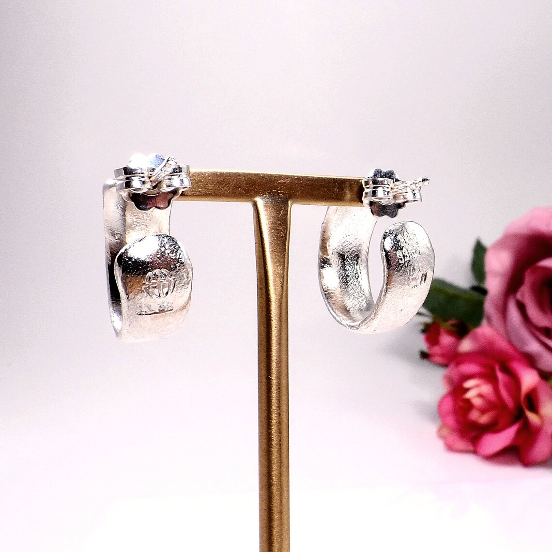 Chunky silver hoops Thick silver hoops Simple silver hoop | Etsy