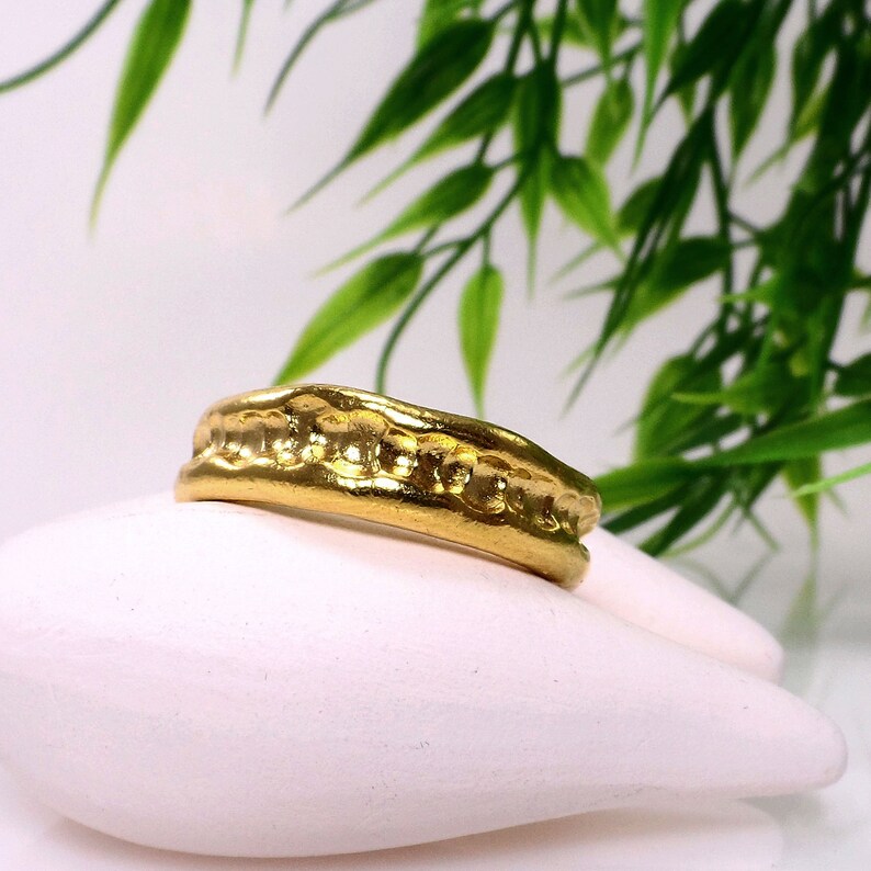Thick Organic Gold Band Ring Irregular Gold Ring for Women Chunky Gold ...