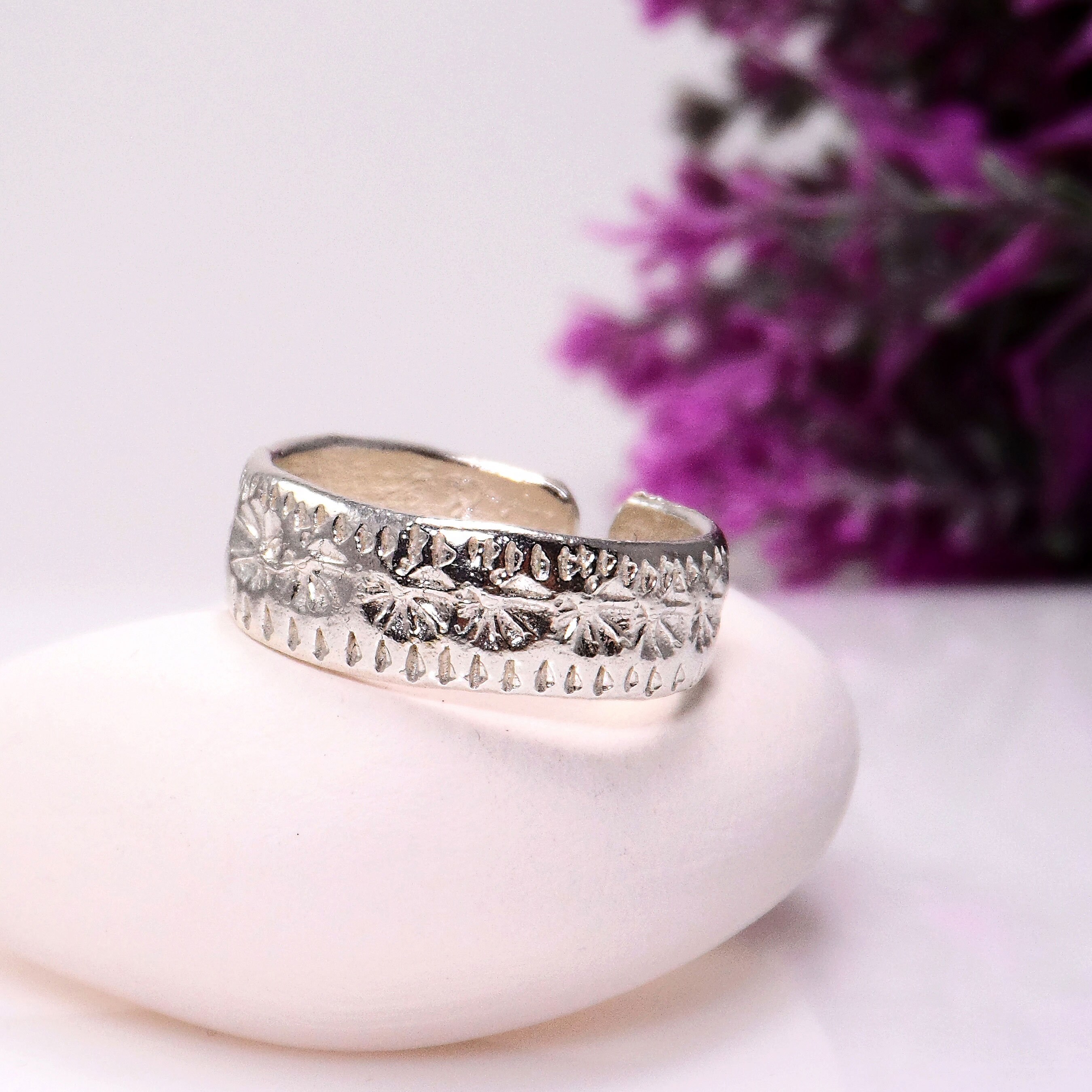 Sterling Silver Flower Ring for Women Floral Silver Band Ring Flower ...