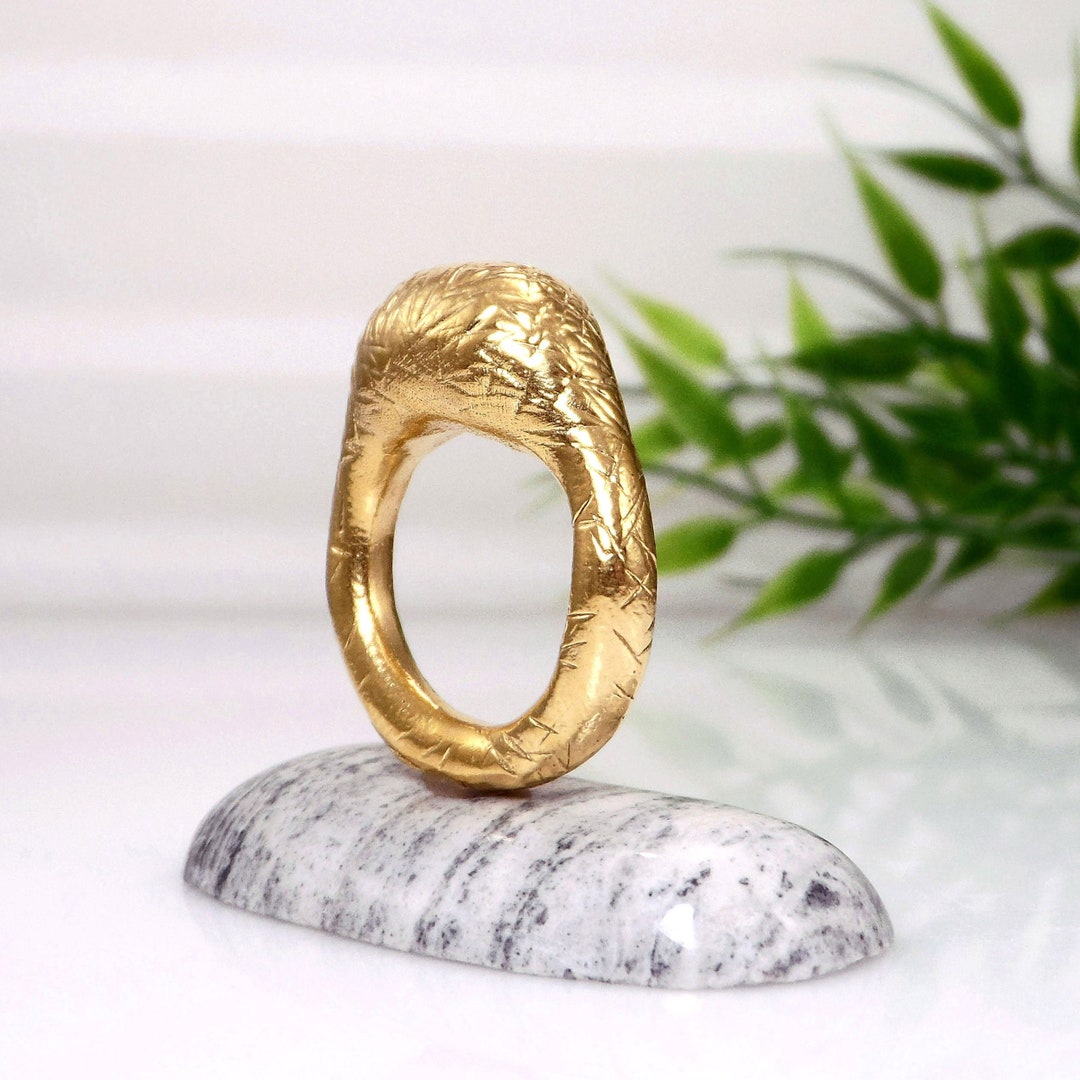 Chunky Gold Ring Organic Textured Ring Gold Dome Ring Heavy - Etsy