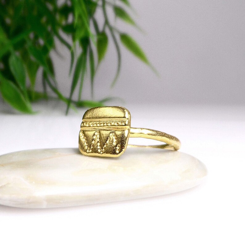 Gold Square Ring Dainty Gold Ring Simple Geometric Ring Boho - Etsy