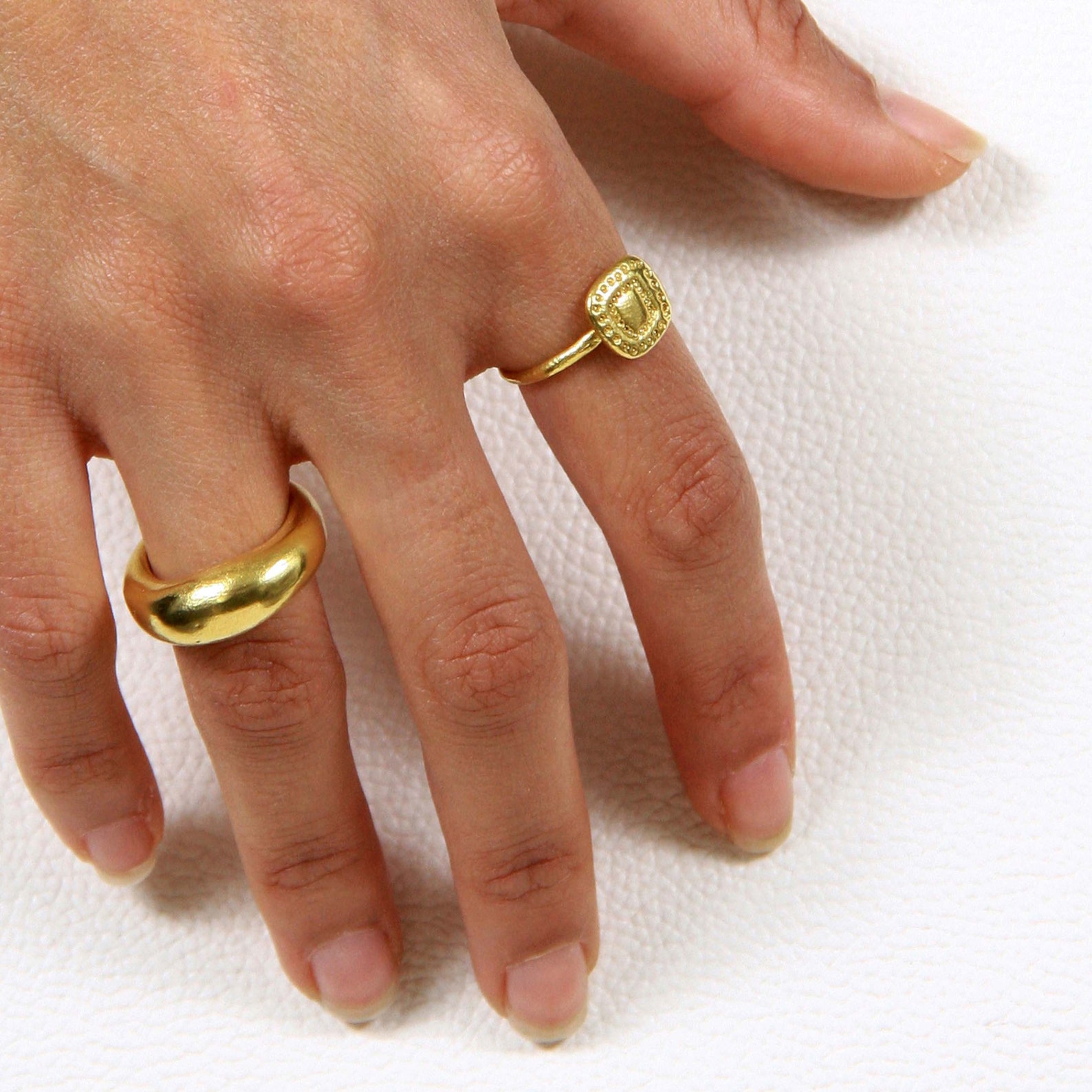 Organic Gold Square Ring Geometric Ring Simple Dainty Gold | Etsy