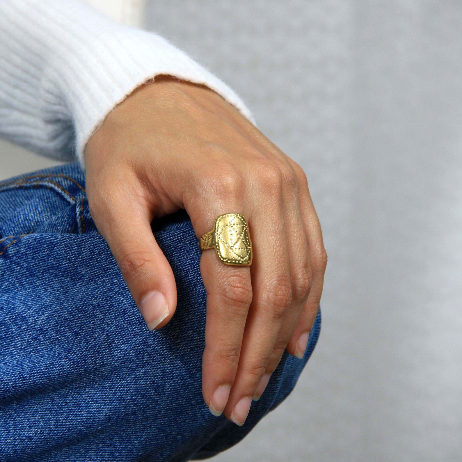 Chunky Gold Statement Ring Big Geometric Ring Ethnic Boho Ring - Etsy