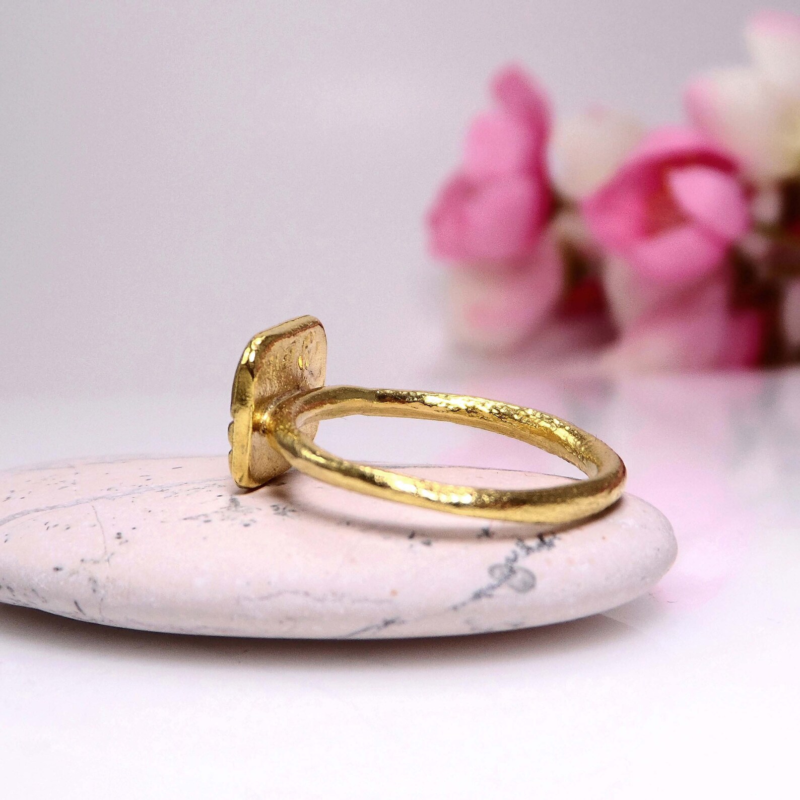 Gold Square Ring Dainty Gold Ring Simple Geometric Ring Boho | Etsy