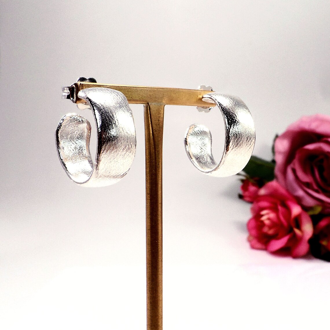 Chunky silver hoops Thick silver hoops Simple silver hoop | Etsy