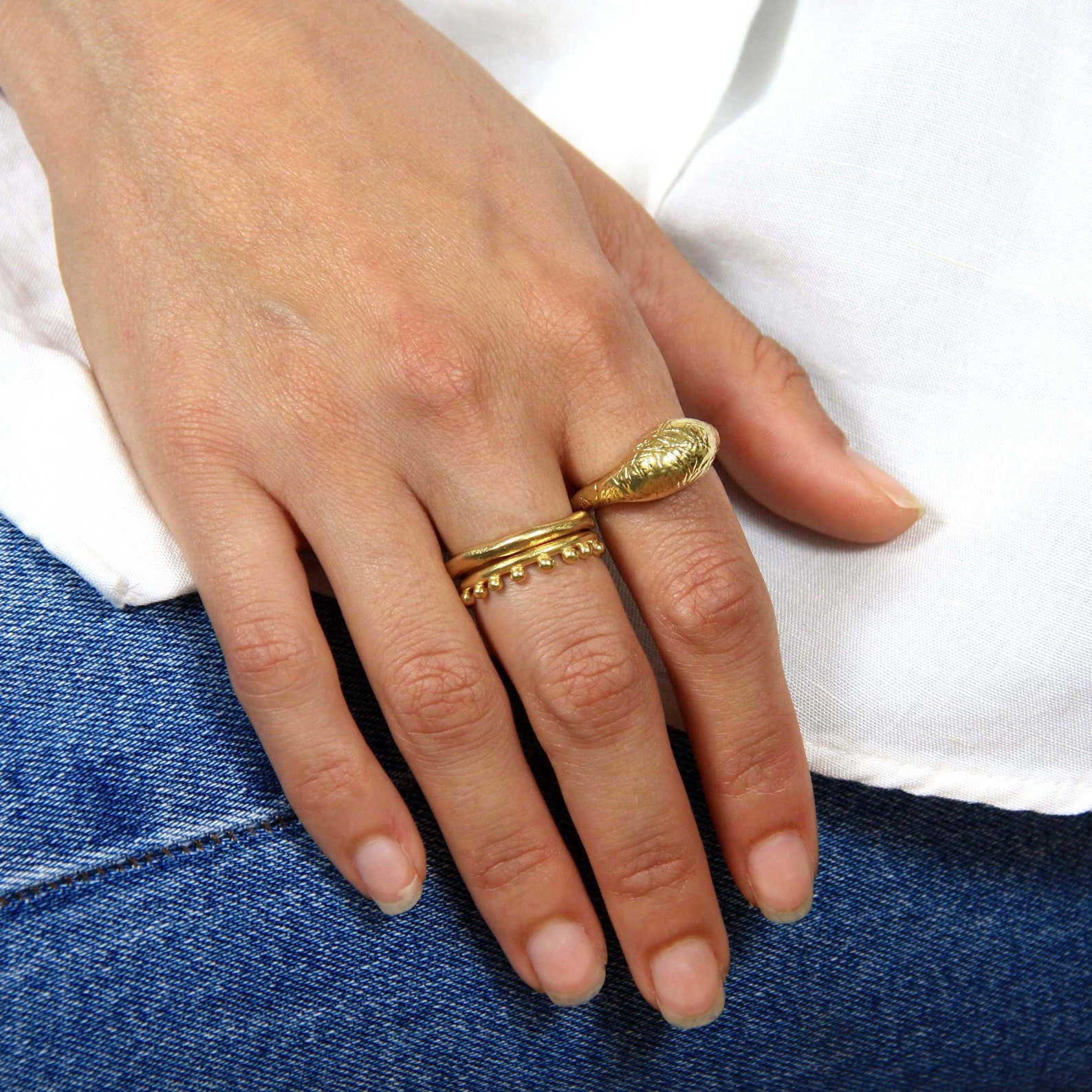 Chunky Sterling Silver Ring Organic Textured Ring Chunky Dome - Etsy