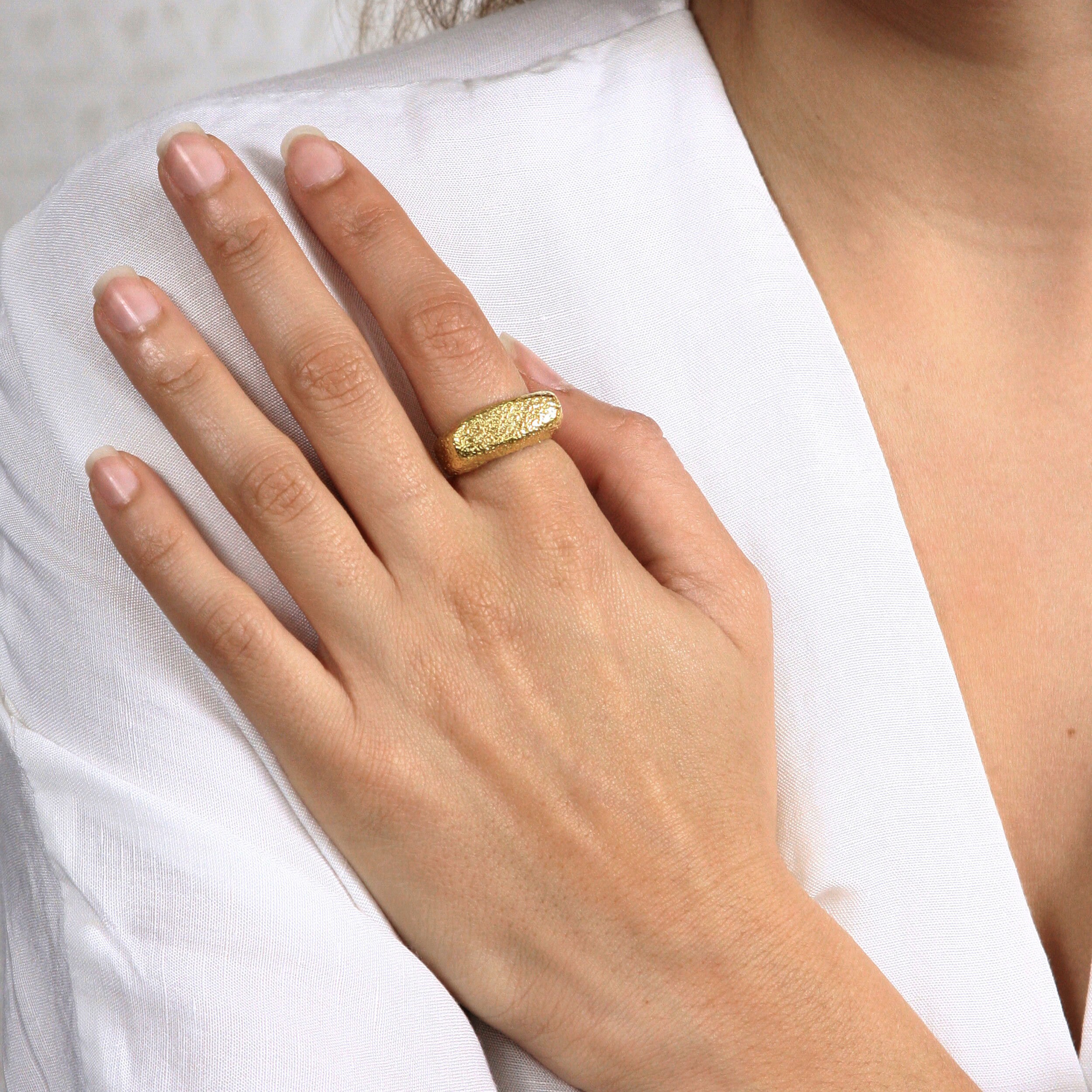 Rustic Minimalist Gold Ring Geometric Ring Simple Gold Ring | Etsy