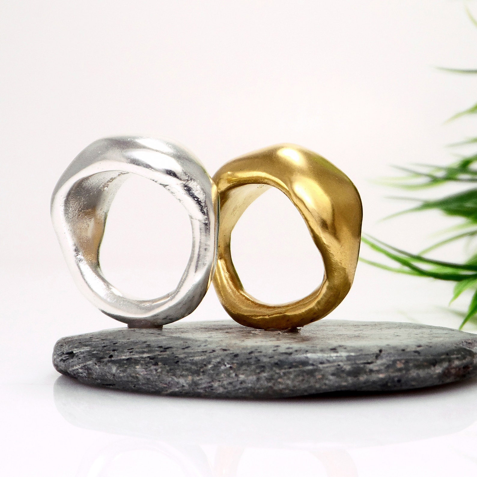 Chunky Gold Ring Organic Big Ring Heavy Ring Statement Ring Big ...