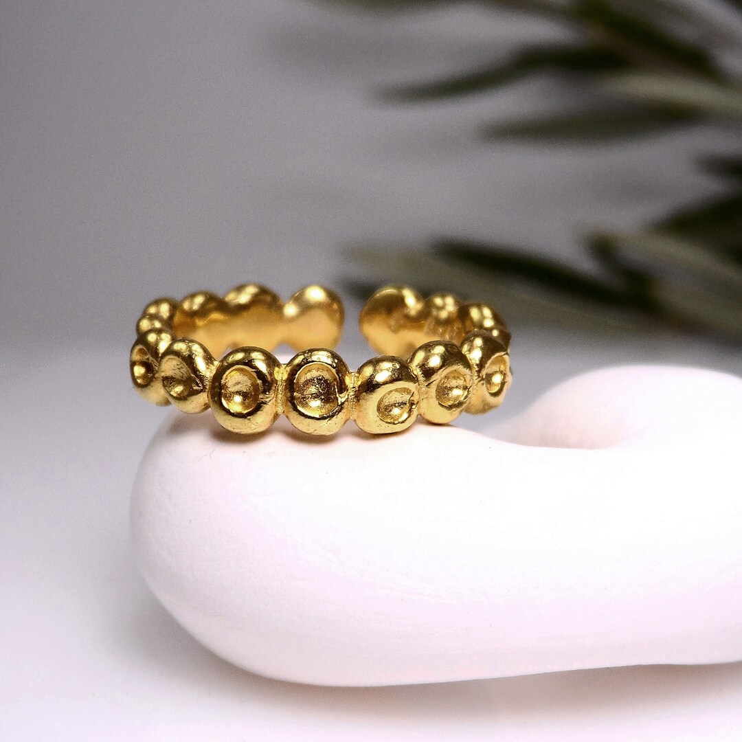 Beaded Gold Band Ring for Women Dotted Bead Ring Gold Dots Ring ...