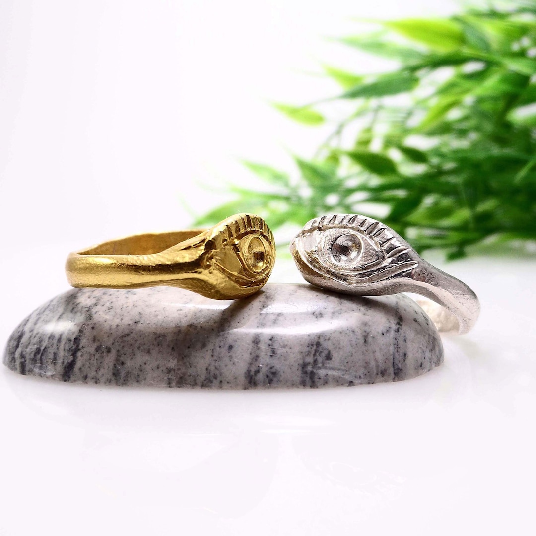 Silver Evil Eye Ring for Women Silver Evil Eye Signet Ring Dainty Evil ...