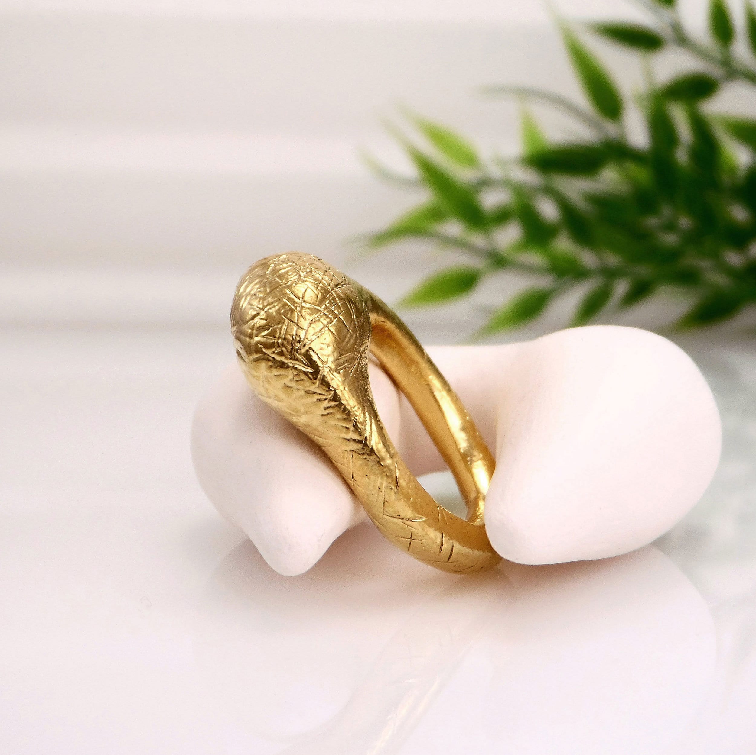 Chunky Gold Ring Organic Textured Ring Gold Dome Ring Heavy | Etsy