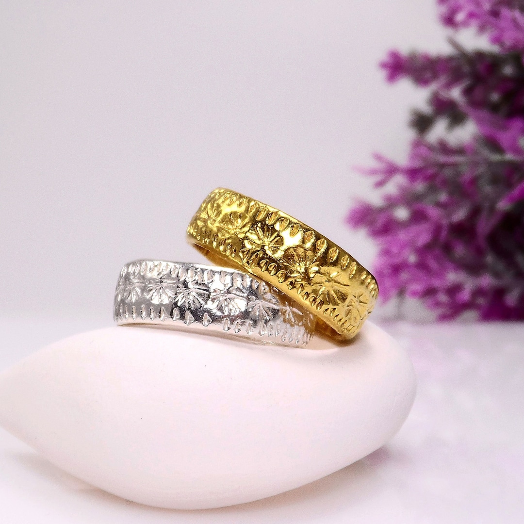Sterling Silver Flower Ring for Women Floral Silver Band Ring Flower ...