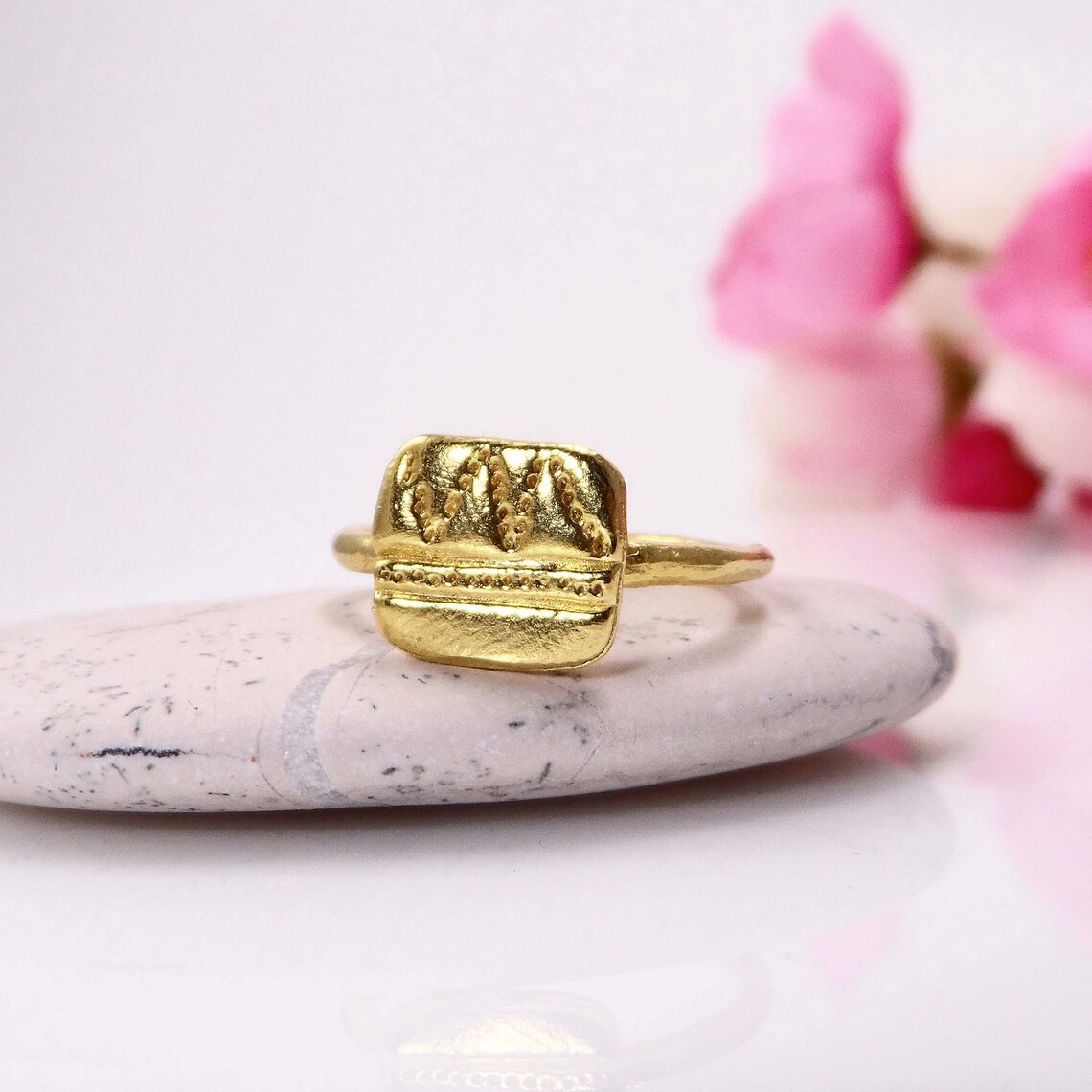 Gold Square Ring Dainty Gold Ring Simple Geometric Ring Boho - Etsy