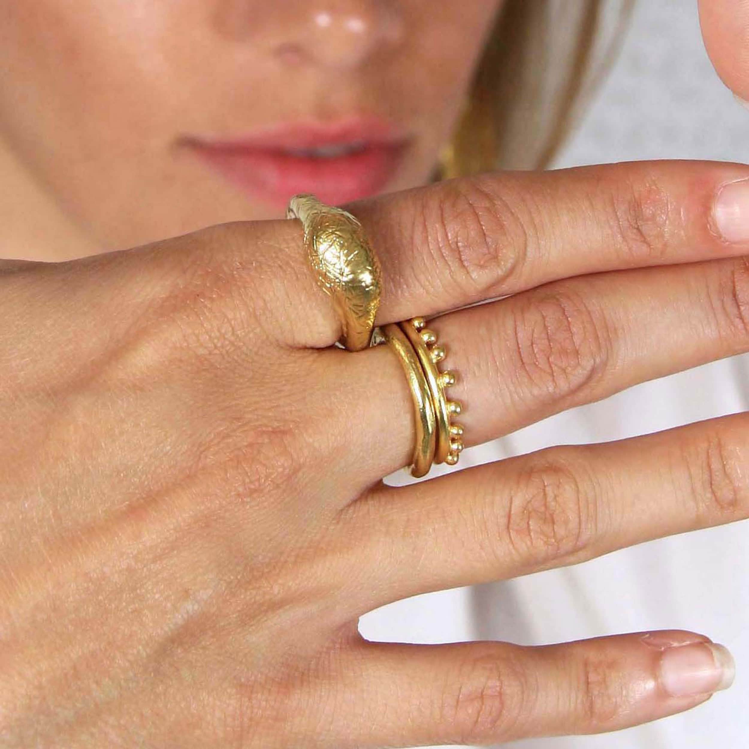 Chunky gold ring Organic textured ring Gold dome ring Heavy | Etsy