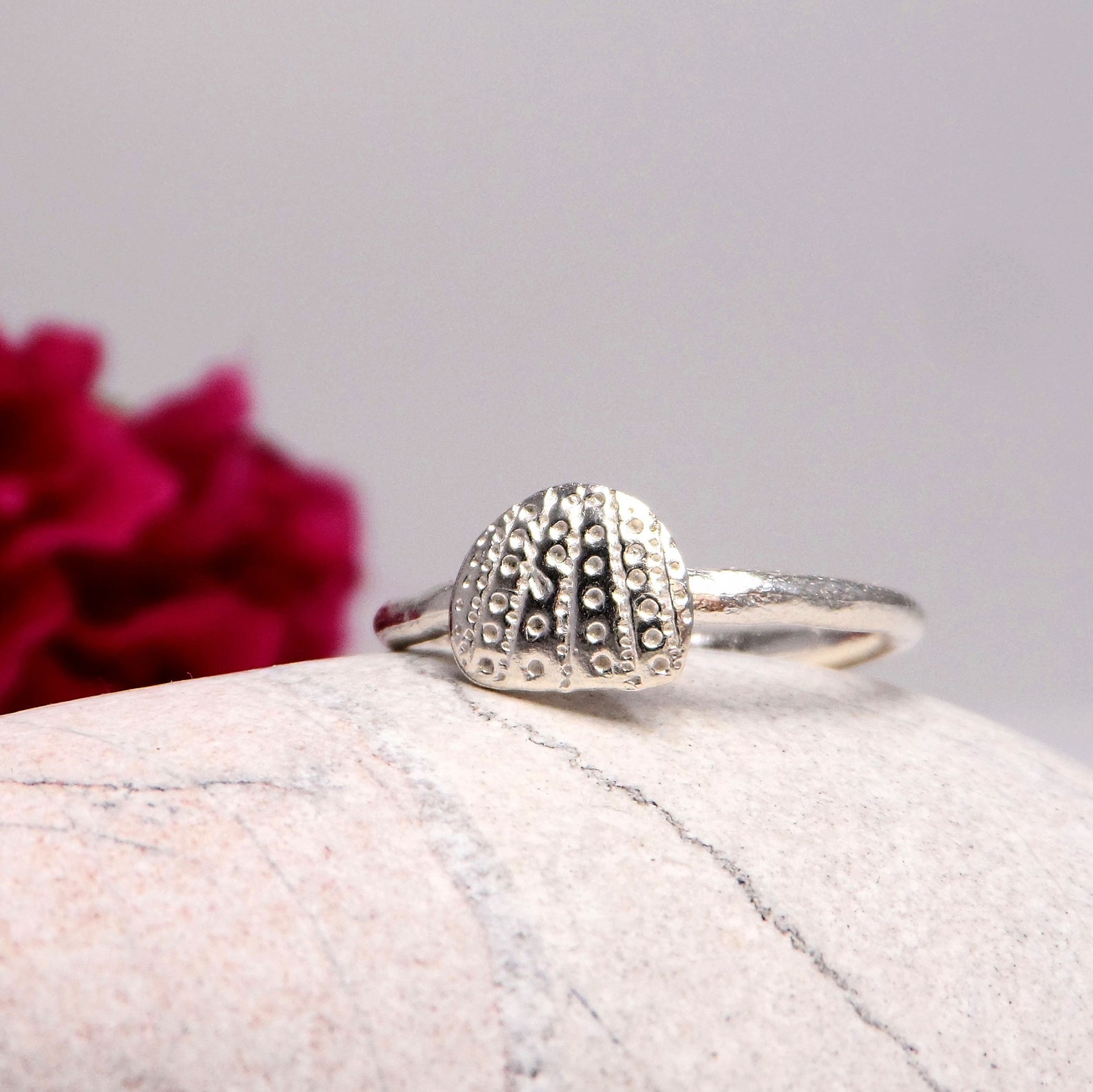 Dainty silver stacking ring Sterling silver disc ring Delicate | Etsy