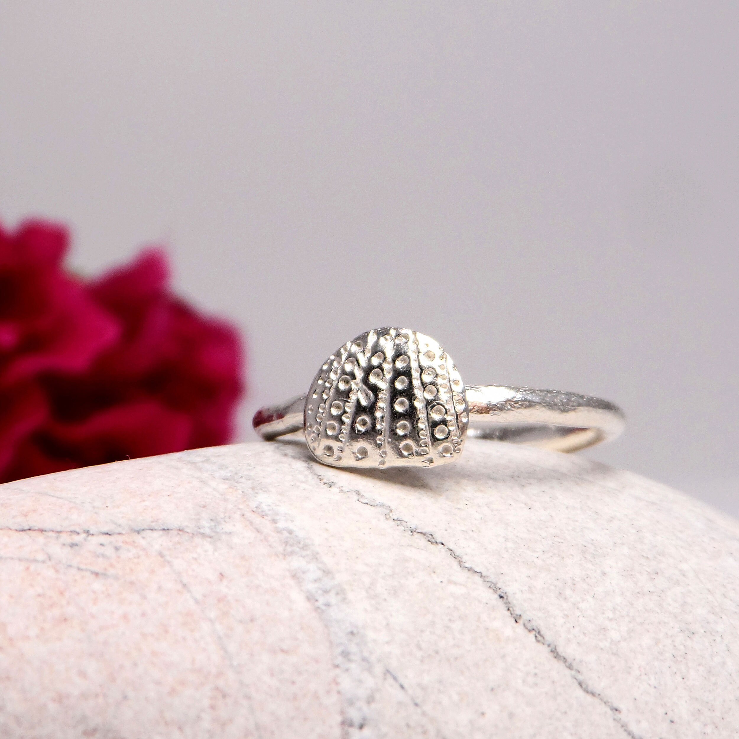 Dainty silver stacking ring Sterling silver disc ring Delicate | Etsy