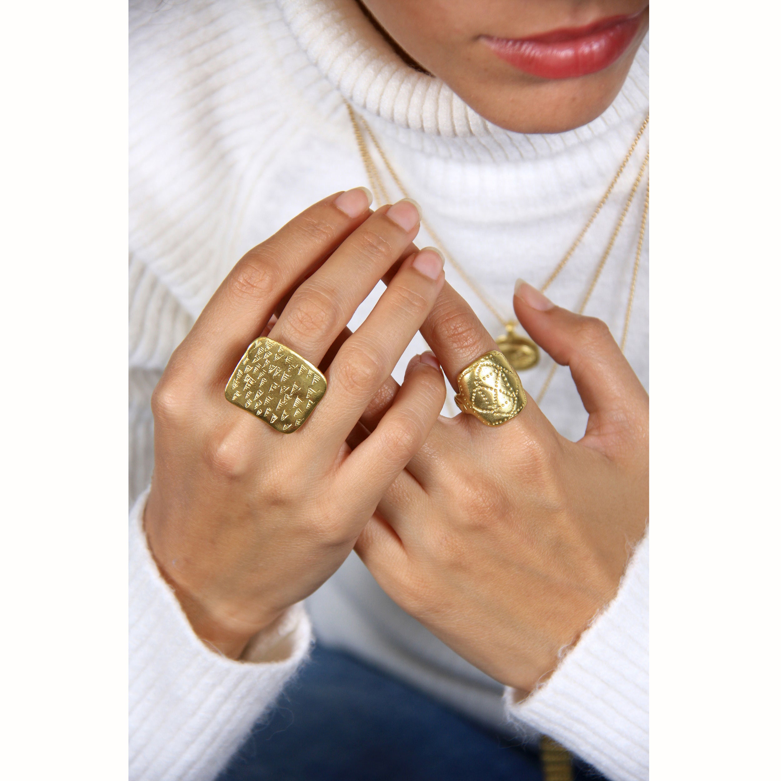 Chunky gold statement ring Big geometric ring Ethnic boho | Etsy