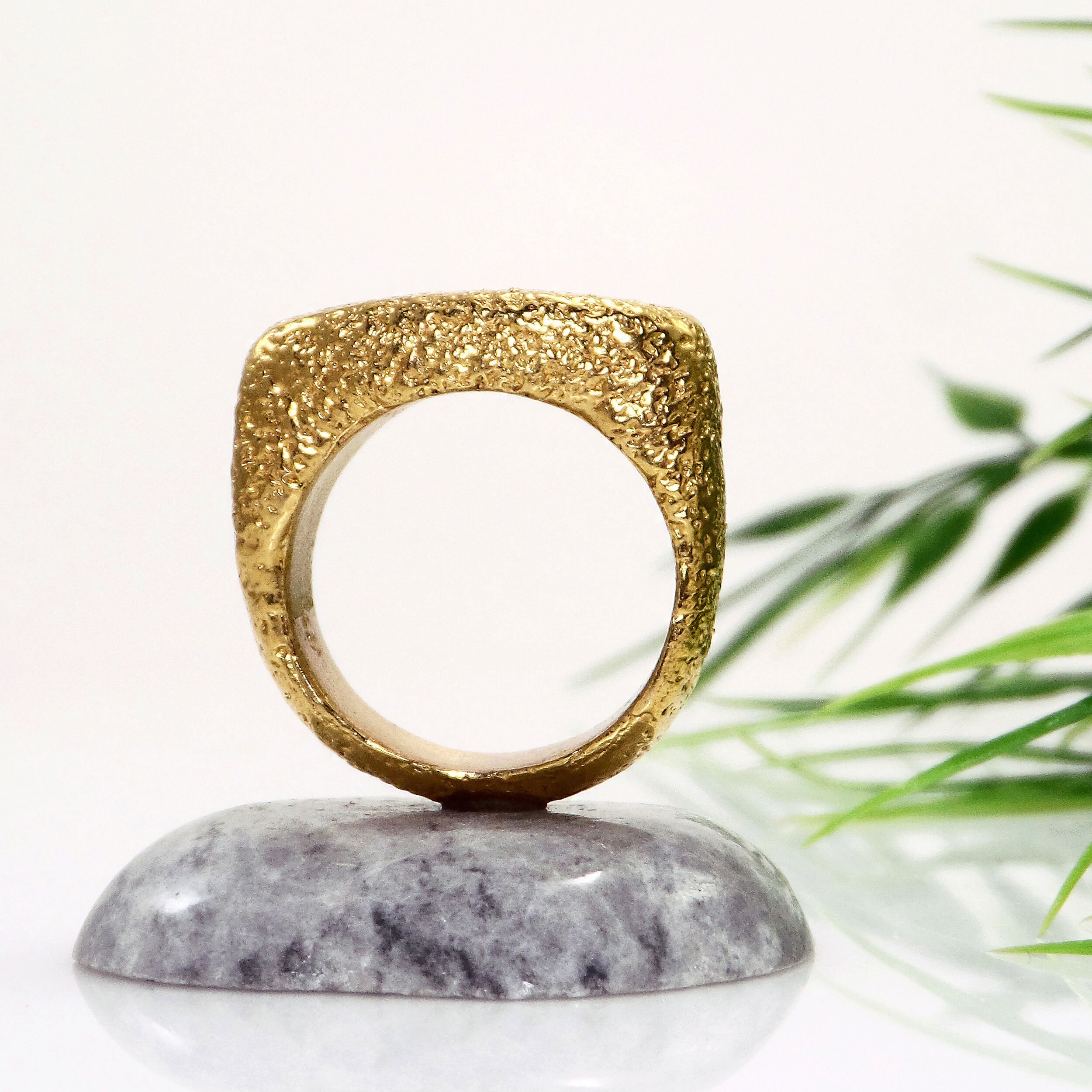 Rustic Minimalist Gold Ring Geometric Ring Simple Gold Ring | Etsy