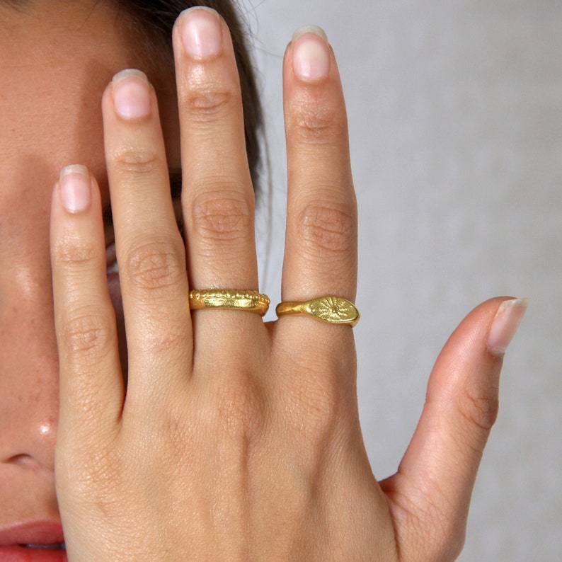 Gold Band Ring Boho Gold Ring Stacking Ring Delicate Gold Ring | Etsy