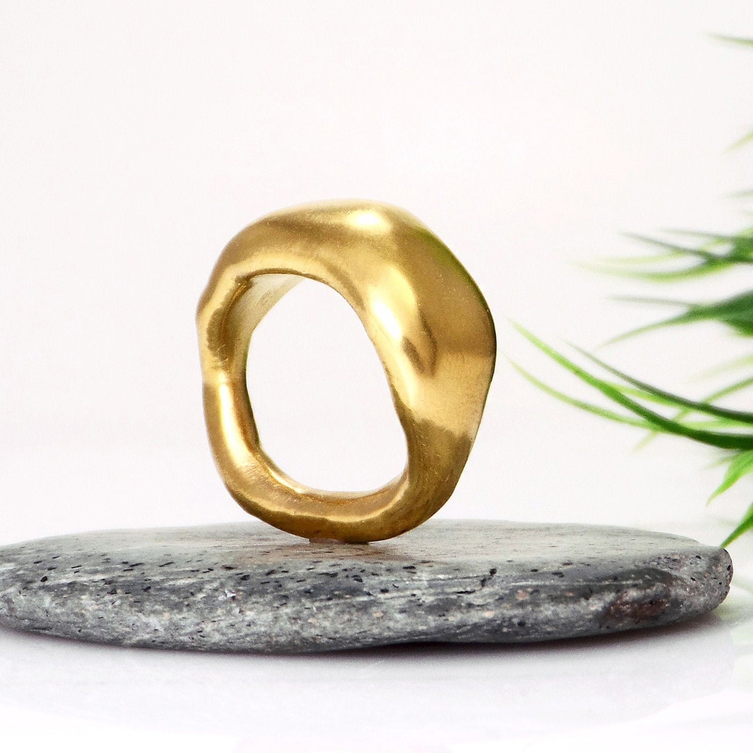 Chunky Gold Ring Organic Big Ring Heavy Ring Statement Ring Big ...