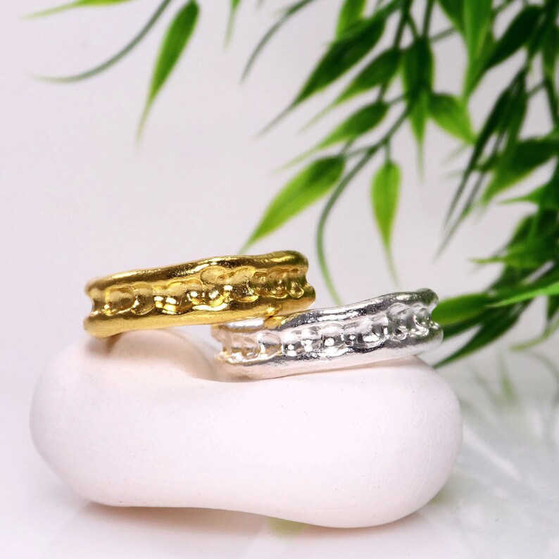 Thick Organic Gold Band Ring Irregular Gold Ring for Women Chunky Gold ...