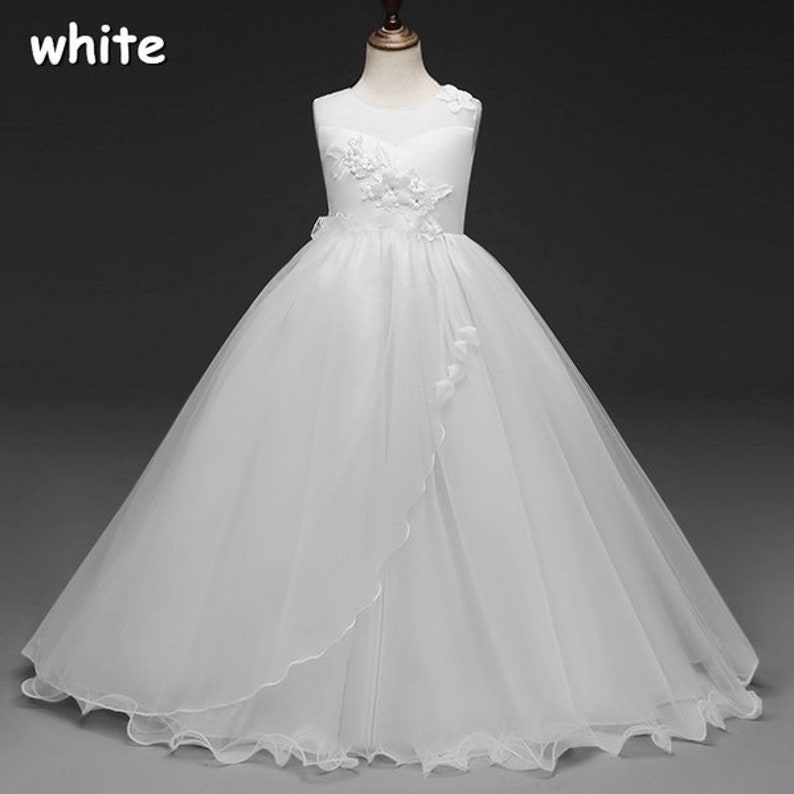 Bridesmaid Flower Girl Dress White Lace Tulle Etsy