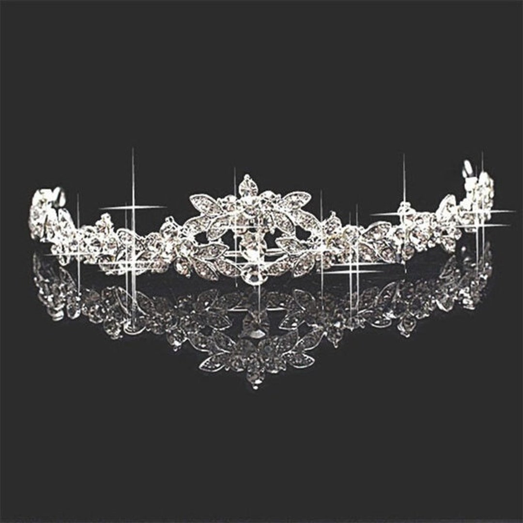 Hair Silver Plated Crown Prom Princess Crystal Bridal Flower - Etsy