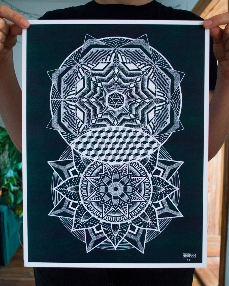 Mandala Print Wall Art Mandala Poster Tattoo Style 100% Handmade Design ...