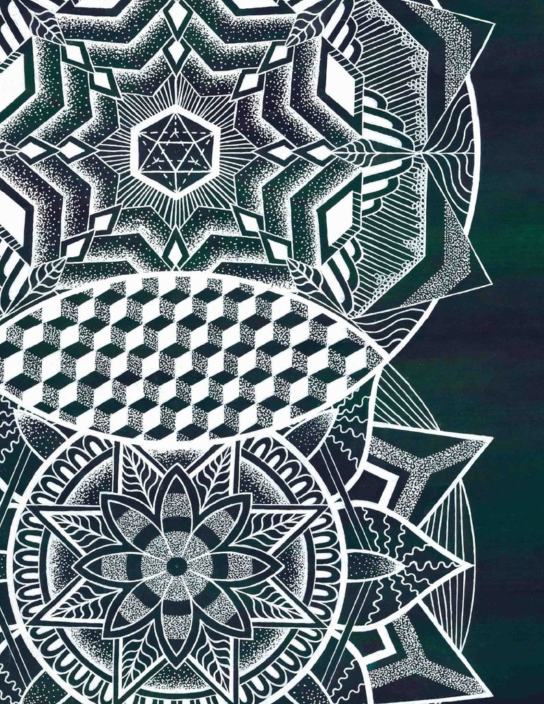 Mandala Print Wall Art Mandala Poster Tattoo Style 100% Handmade Design ...