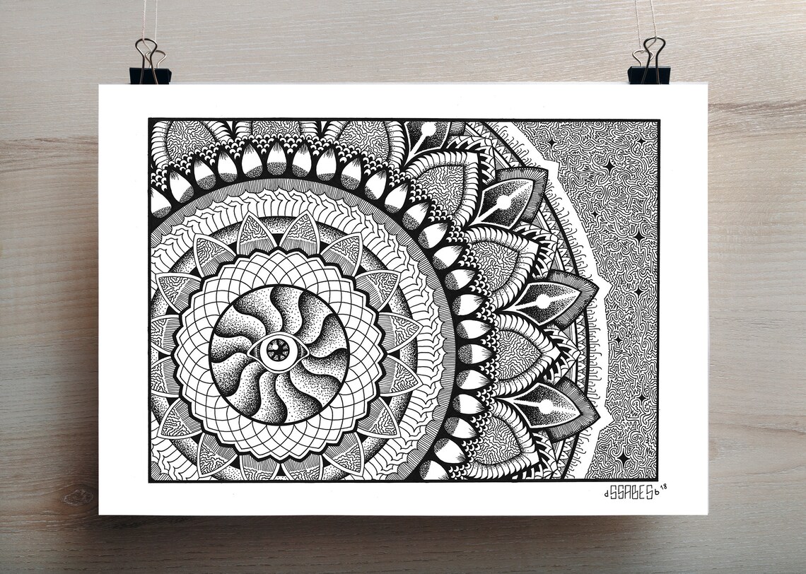 Mandala Print Wall Art Mandala Poster Tattoo Inspired Handmade Design ...