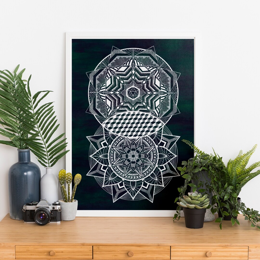 Mandala Print Wall Art Mandala Poster Tattoo Style 100% Handmade Design ...