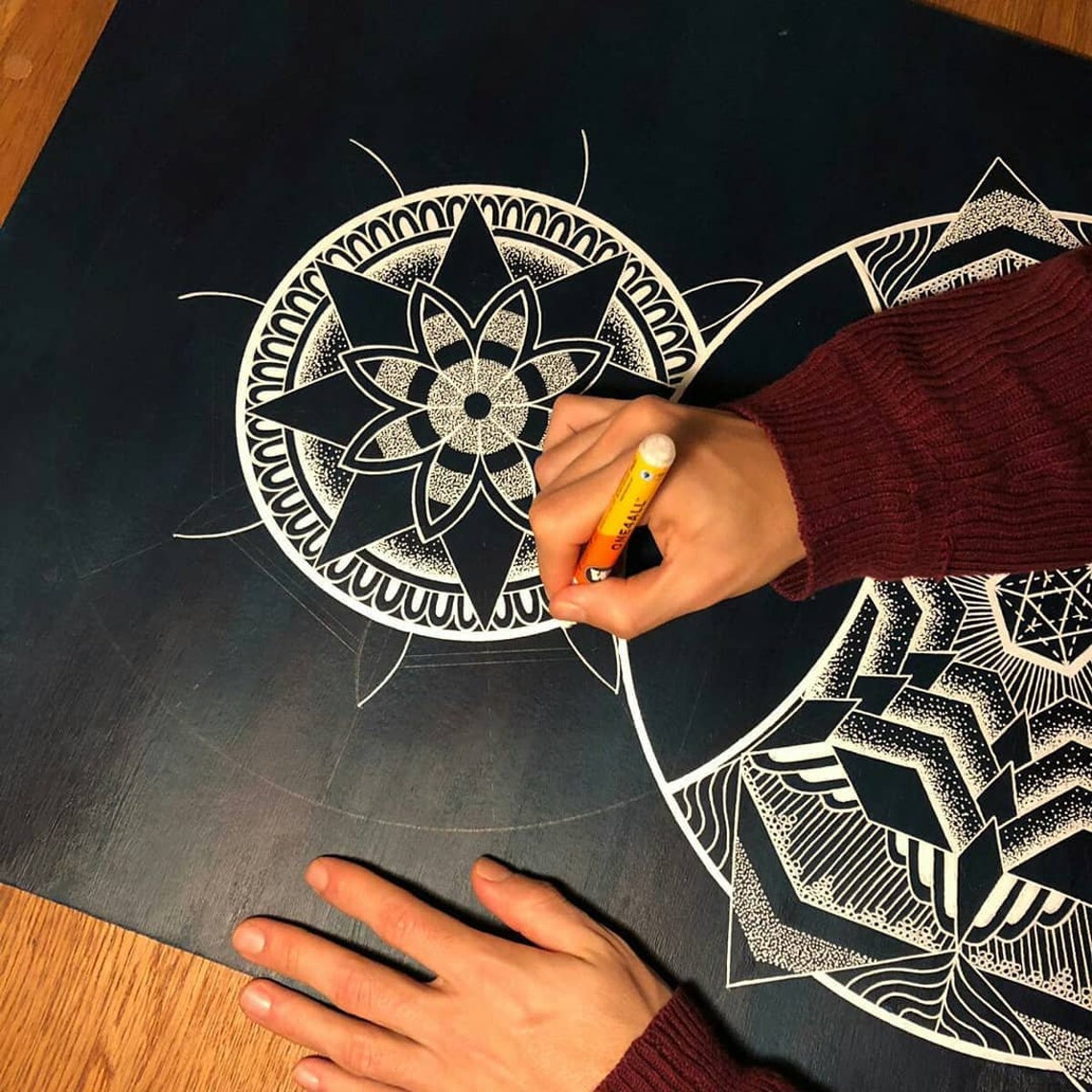 Mandala Print Wall Art Mandala Poster Tattoo Style 100% Handmade Design ...