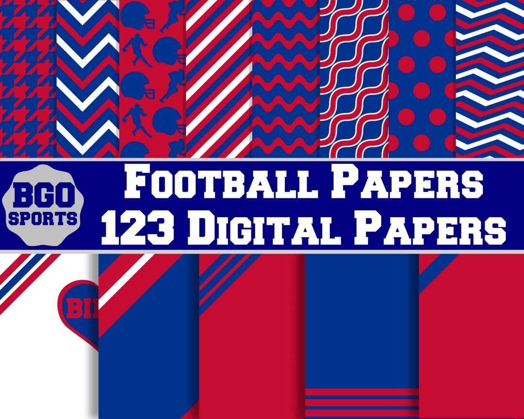Red, White and Blue Football Digital Paper Pack, Sports Fans ...