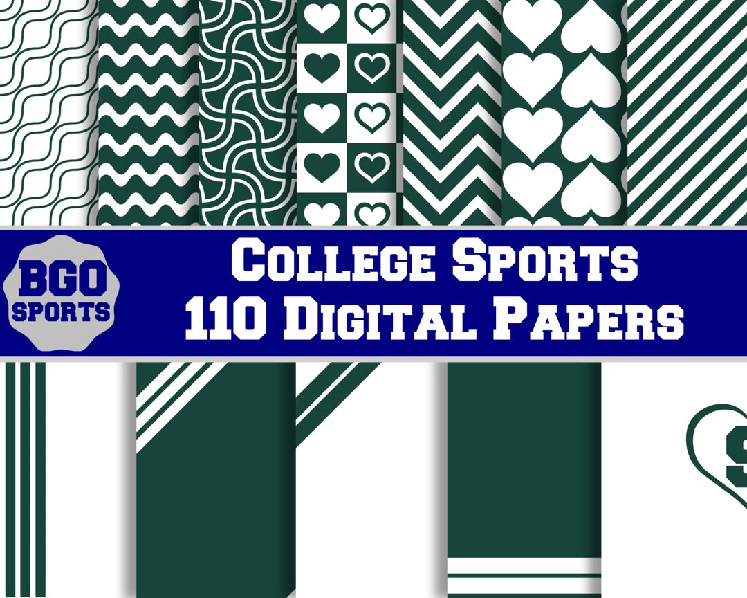 Green and White 110 Printable Digital Papers Packs Bundle, College ...