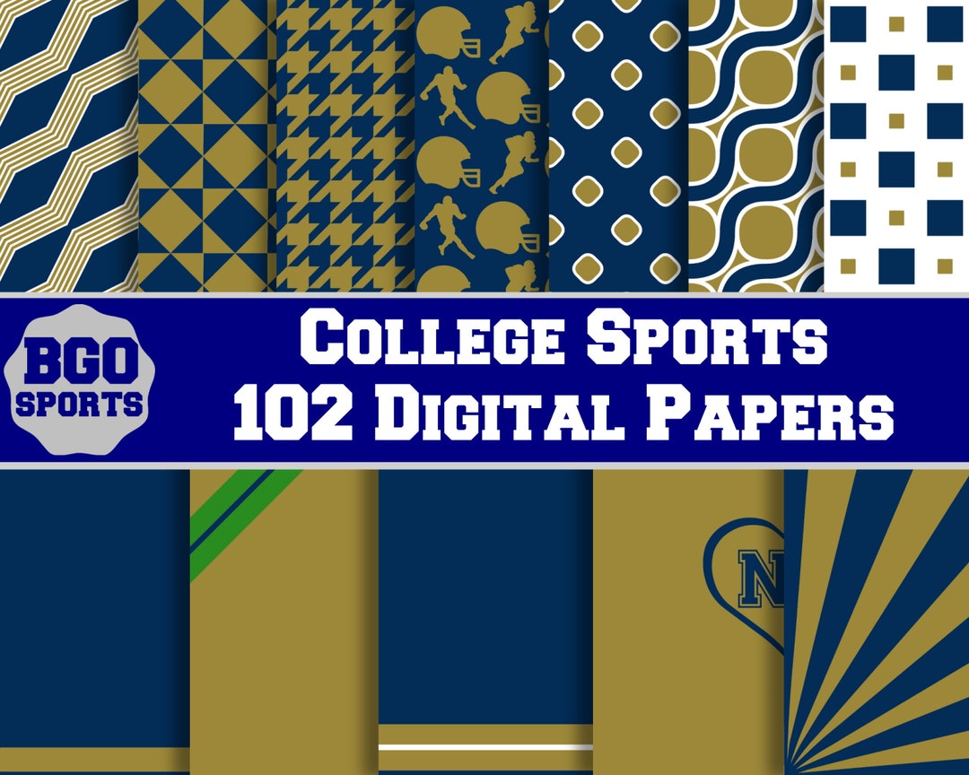 Blue and Gold 102 Printable Digital Papers Packs Bundle, College ...