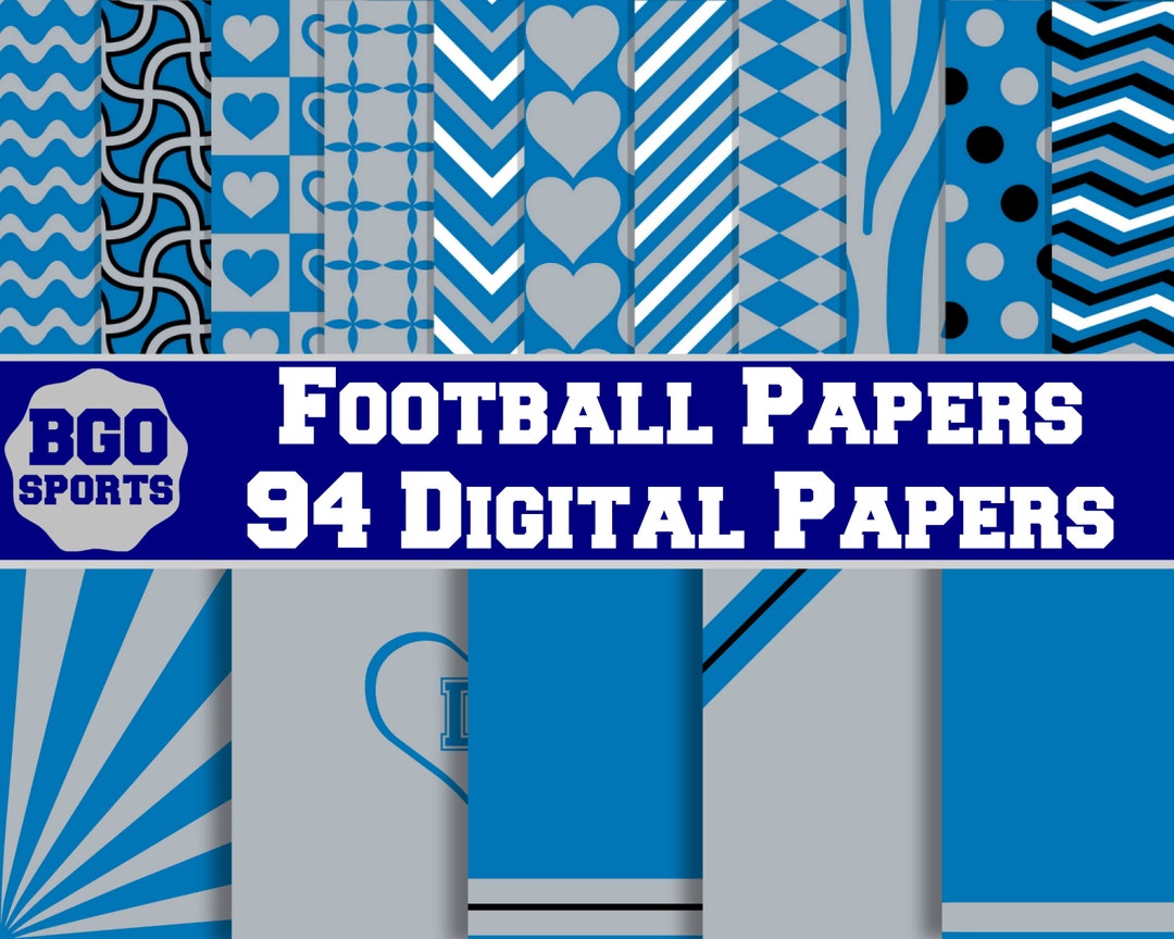 Blue and Silver Football Digital Paper Pack, Sports Fans, Commercial ...